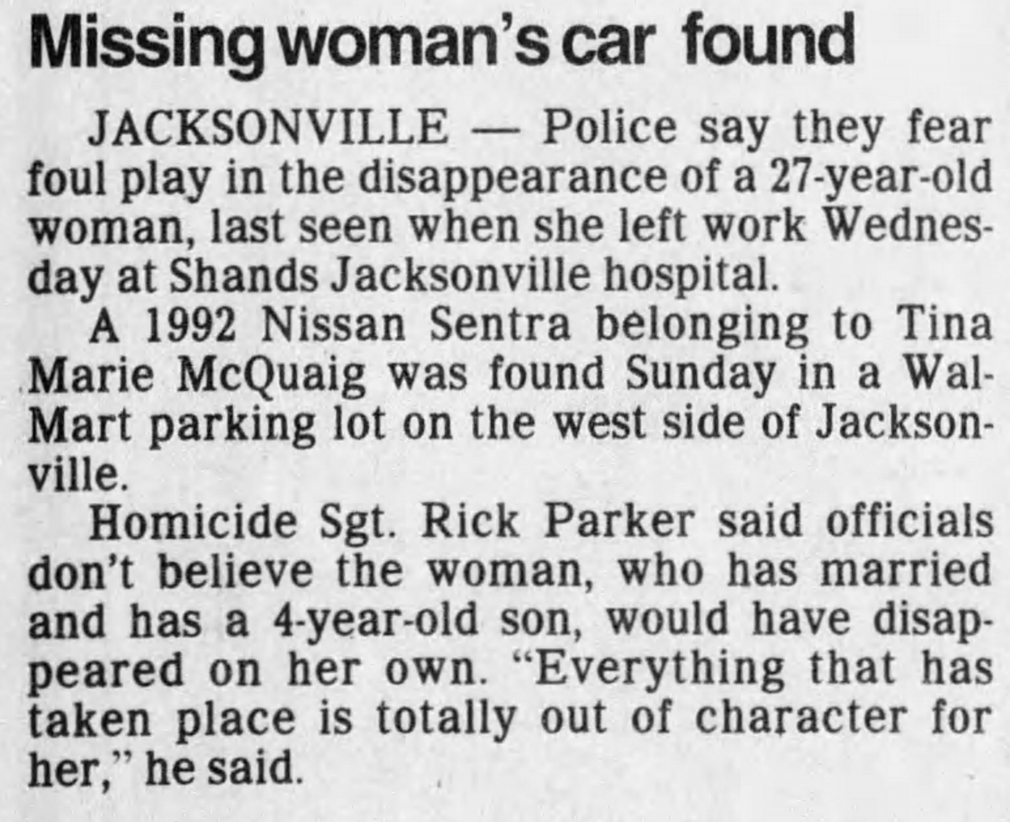 Cold Case Spotlight - Tina McQuaig - Project: Cold Case