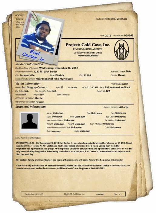 Cold Case Spotlight - Earl Carter Jr. - Project: Cold Case