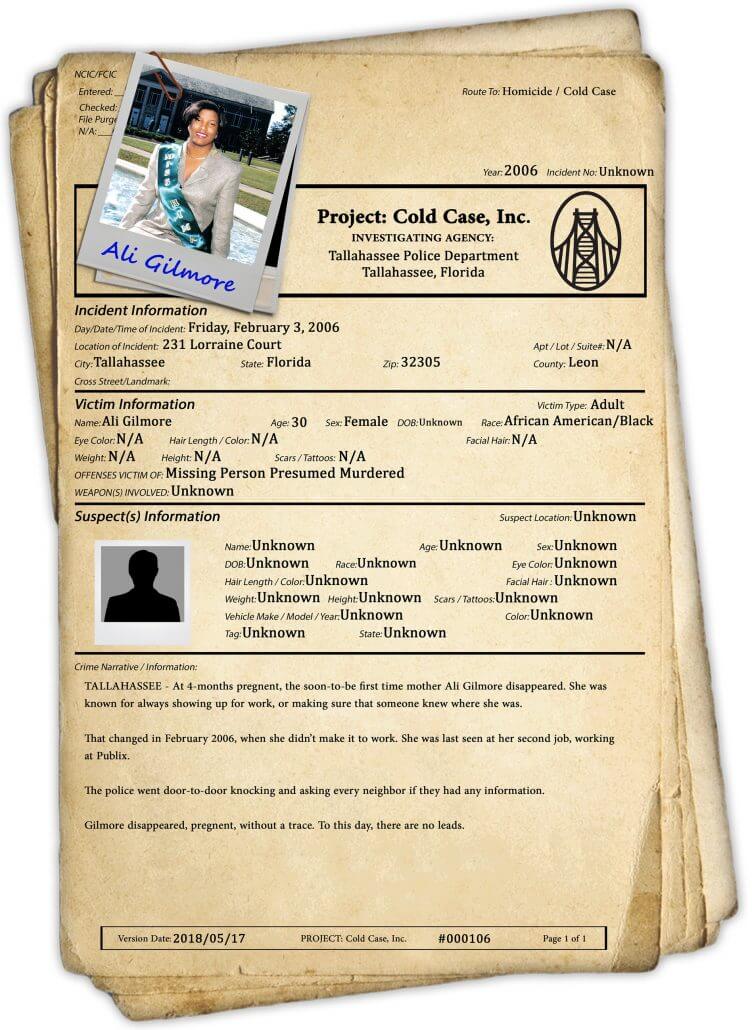 Ali Gilmore - Project: Cold Case