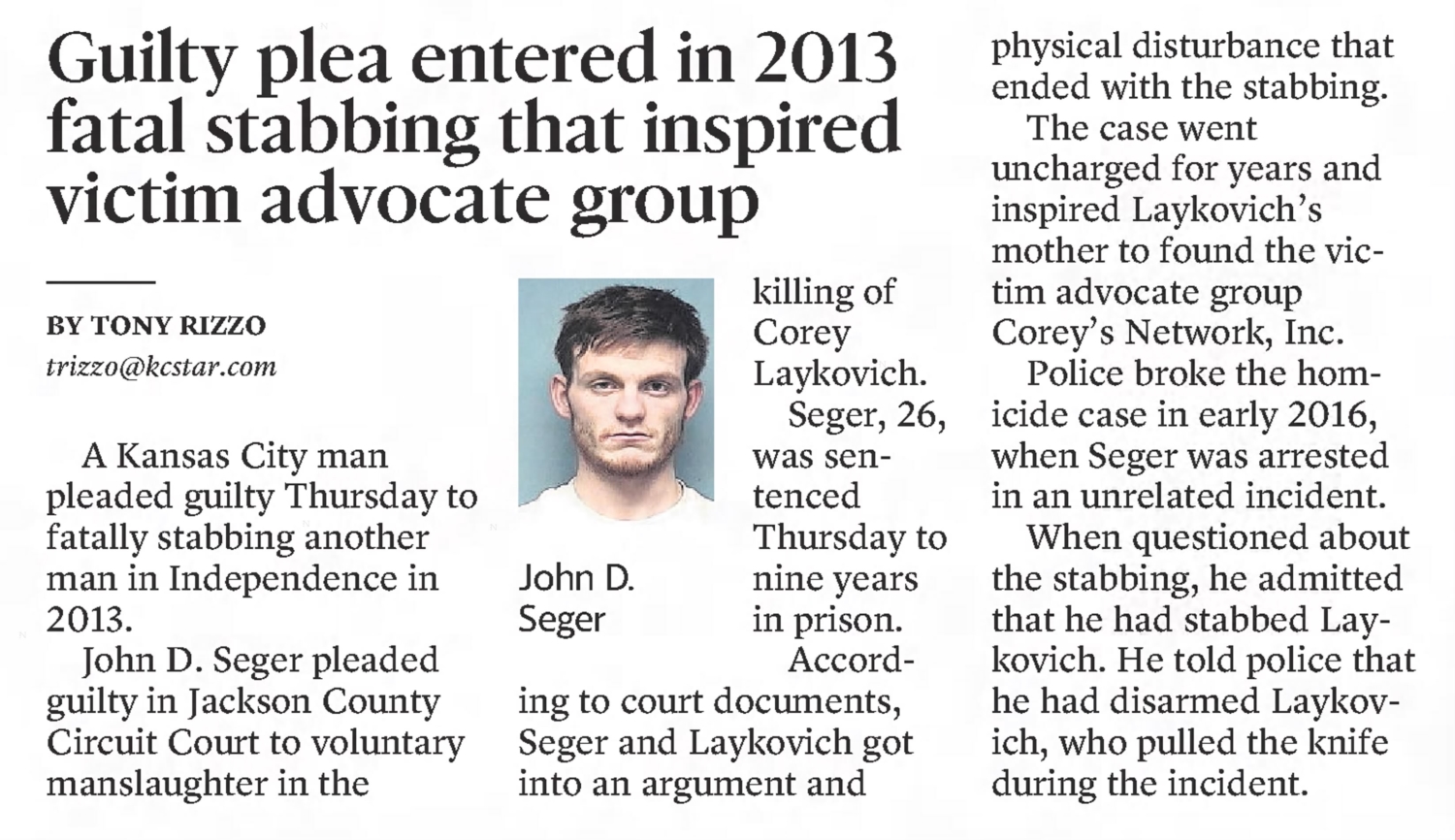 **Update** Solved Cold Case Spotlight - Corey Laykovich - Project: Cold ...