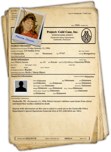 Felicia Carson - Project: Cold Case