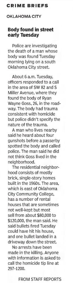 Ryan Goss - Project: Cold Case