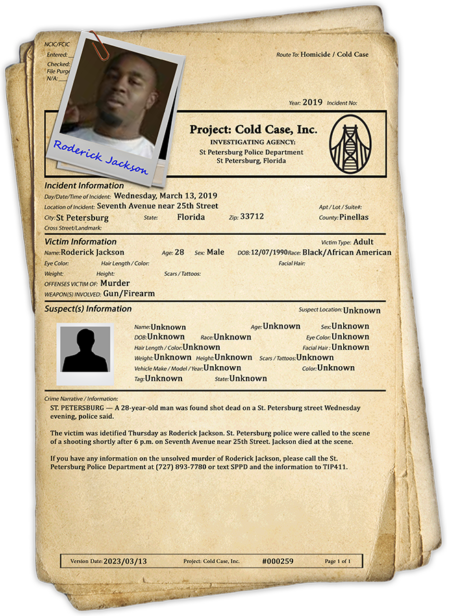 Roderick Jackson - Project: Cold Case