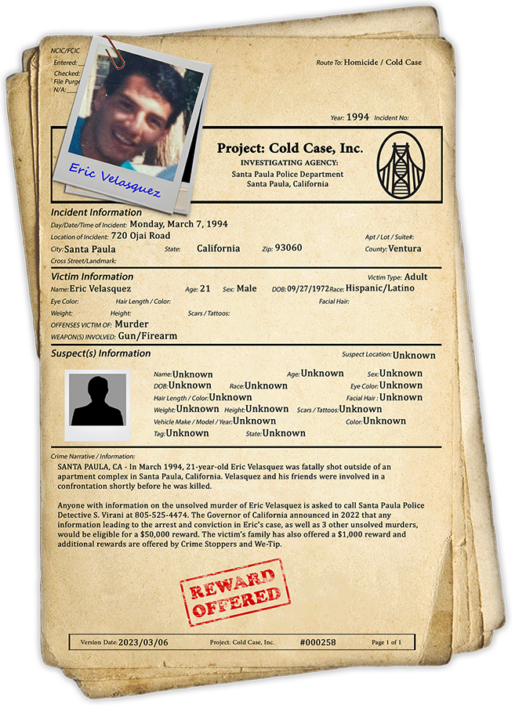 Eric Velasquez - Project: Cold Case