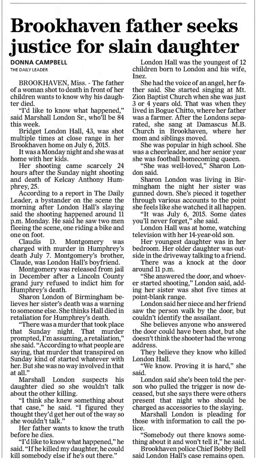 Bridget Hall - Project: Cold Case