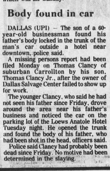 Thomas Clancy Sr. - Project: Cold Case