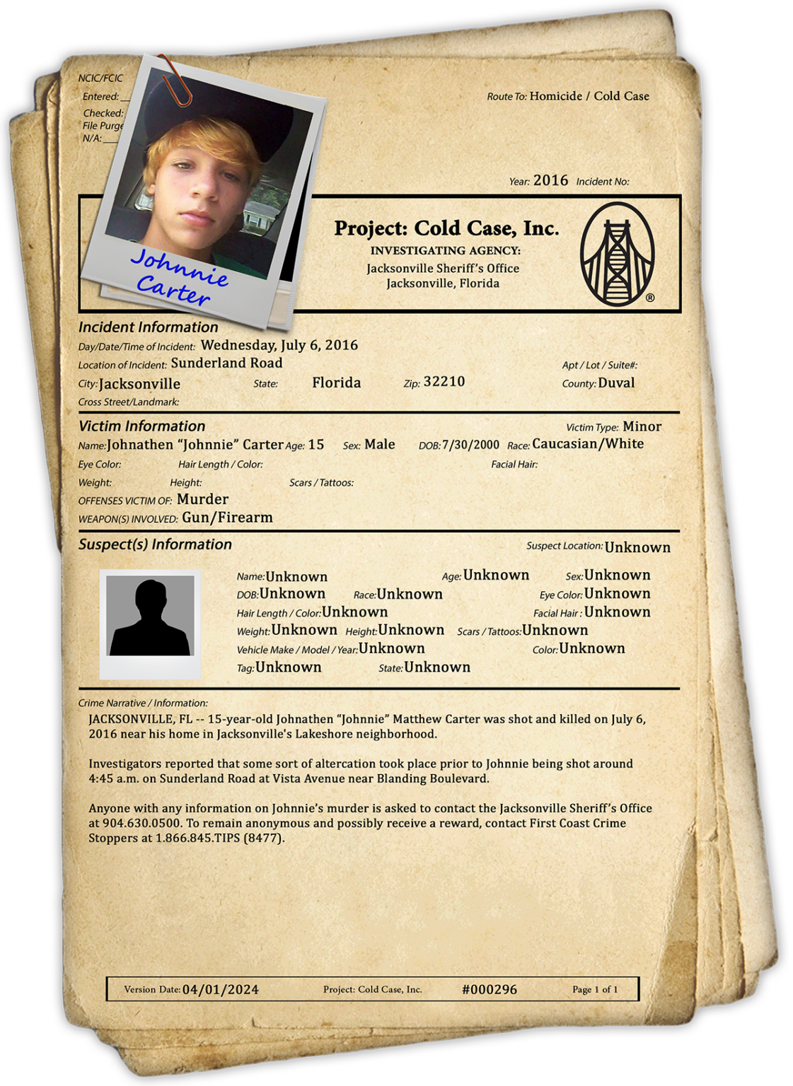 Johnathen Carter - Project: Cold Case