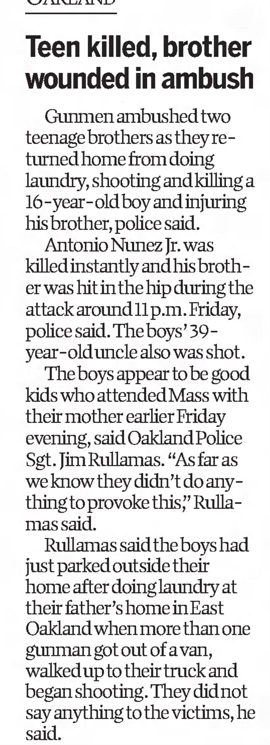 Antonio Nunez Jr. - Project: Cold Case