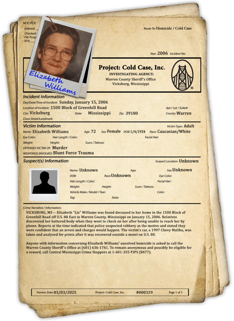 Elizabeth Williams - Project: Cold Case