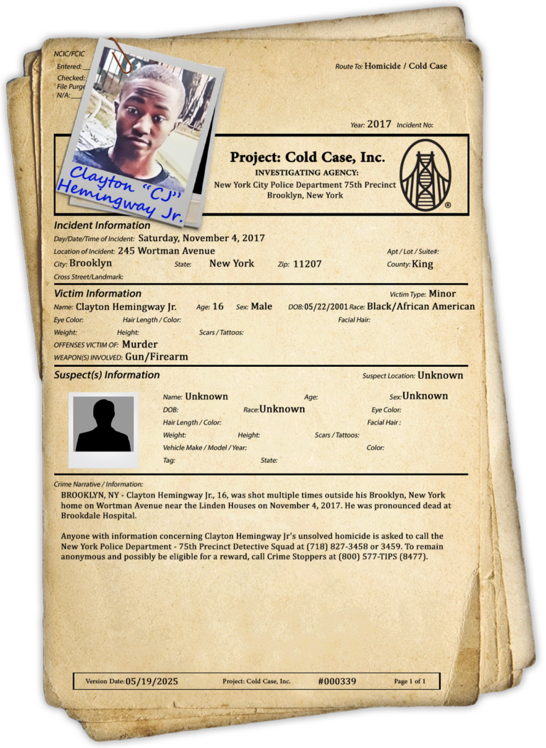 Clayton Hemingway Jr. - Project: Cold Case