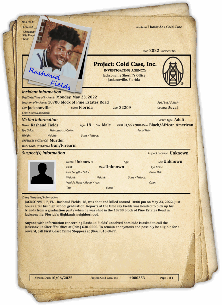 Rashaud Fields - Project: Cold Case